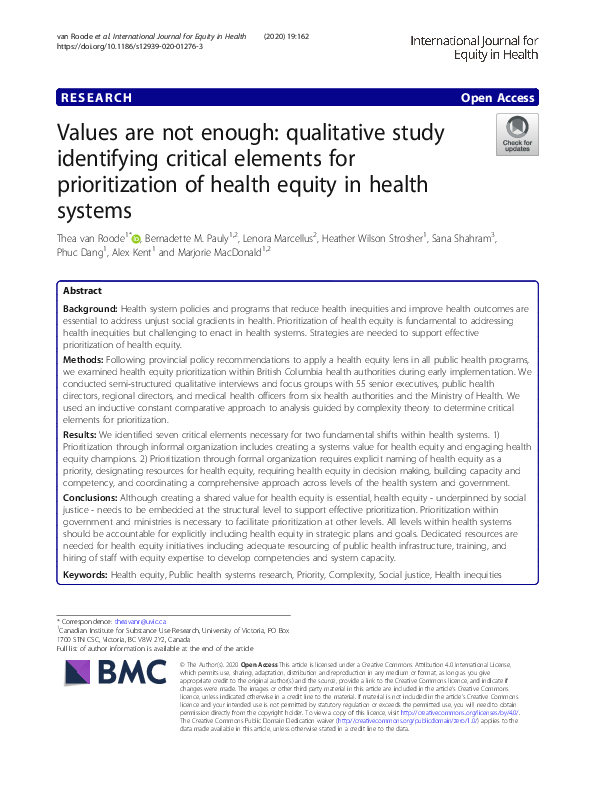(PDF) Values are not enough: qualitative study identifying critical ...