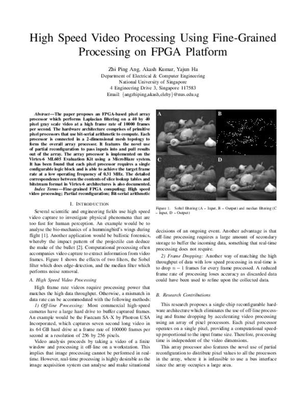 (PDF) High Speed Video Processing Using Fine-Grained Processing on FPGA Platform