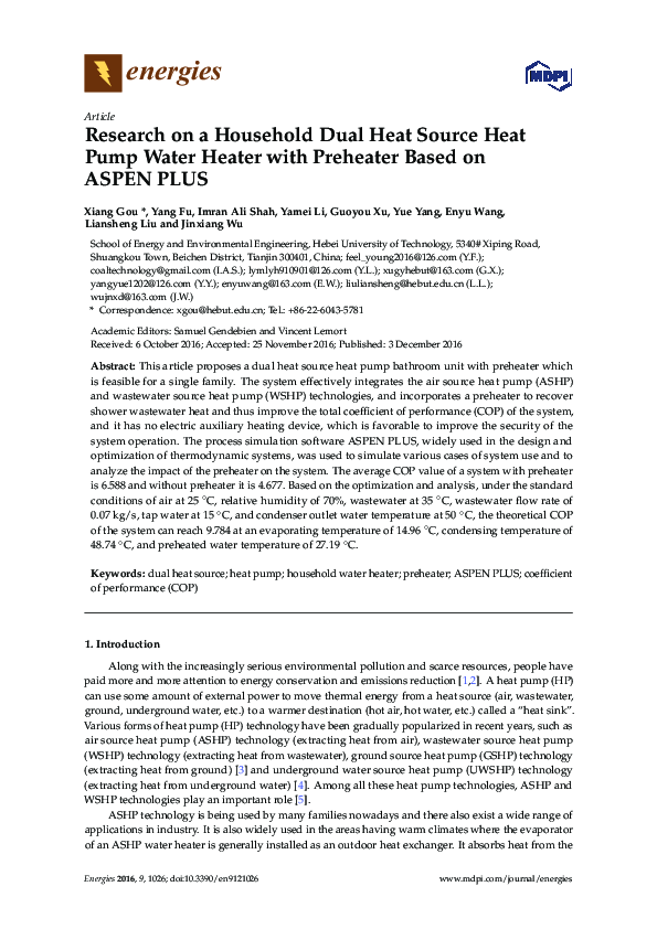 (PDF) Research on a Household Dual Heat Source Heat Pump Water Heater ...