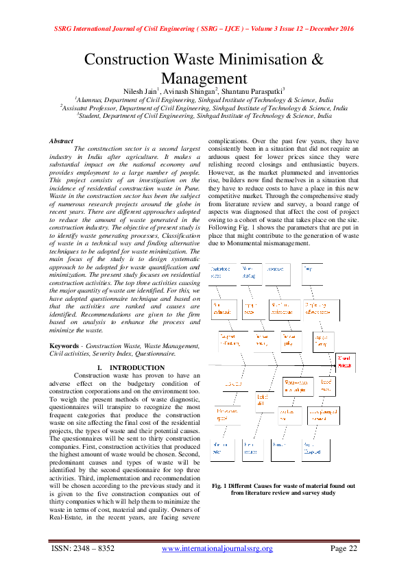 (PDF) Construction Waste Minimisation & Management