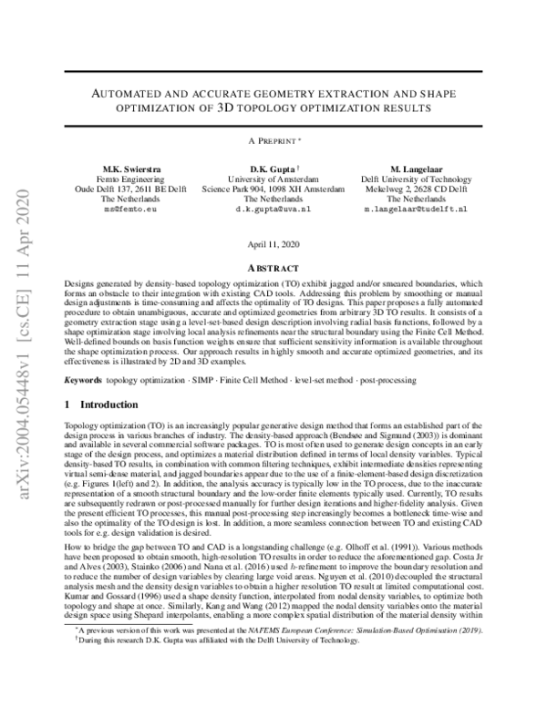 Pdf Automated And Accurate Geometry Extraction And Shape Optimization Of 3d Topology