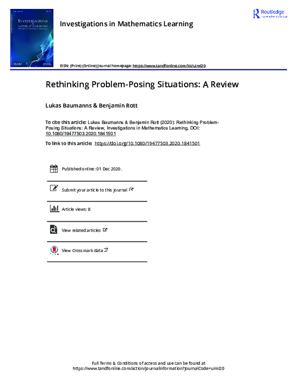 (PDF) Rethinking Problem-Posing Situations: A Review