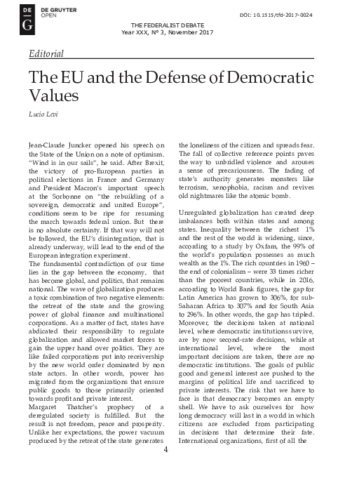 (PDF) The EU and the Defense of Democratic Values | lucio levi ...
