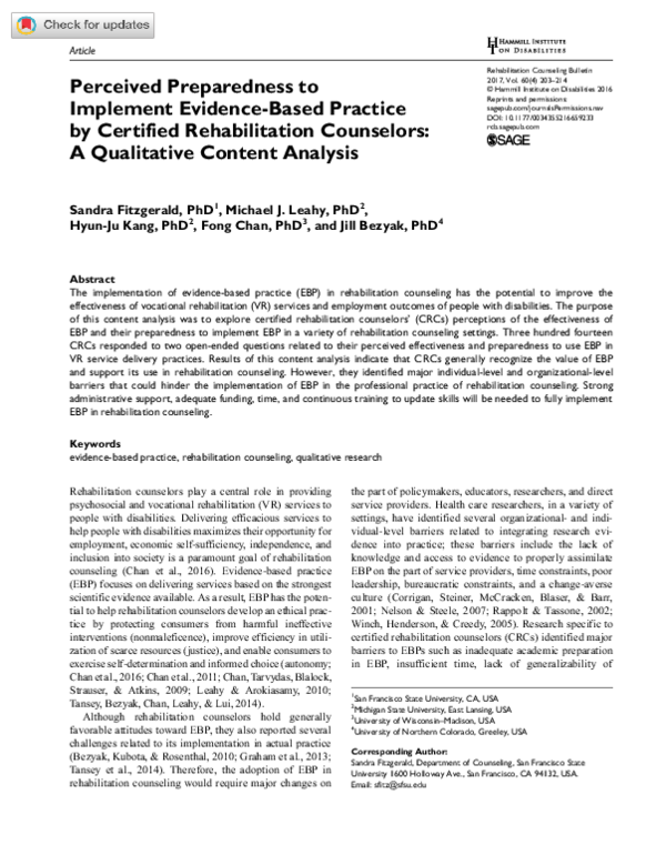 (PDF) Perceived Preparedness to Implement Evidence-Based Practice by ...