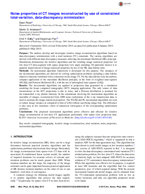 Pdf Noise Properties Of Ct Images Reconstructed By Use Of Constrained Total Variation Data