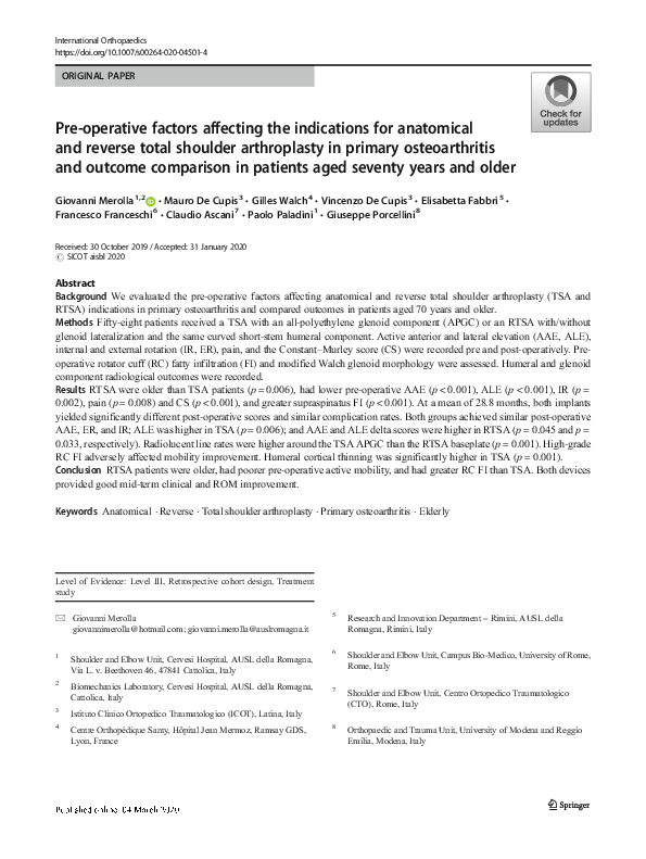 (PDF) Pre-operative factors affecting the indications for anatomical and reverse total shoulder ...