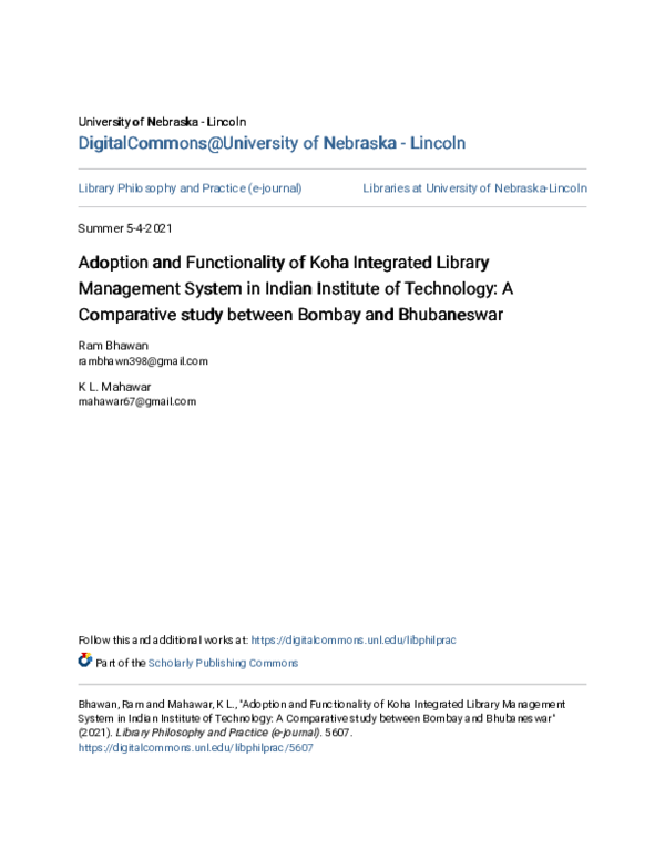 (PDF) Adoption and Functionality of Koha Integrated Library Management ...