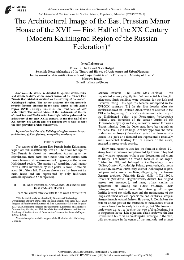 (PDF) The Architectural Image of the East Prussian Manor House of the ...