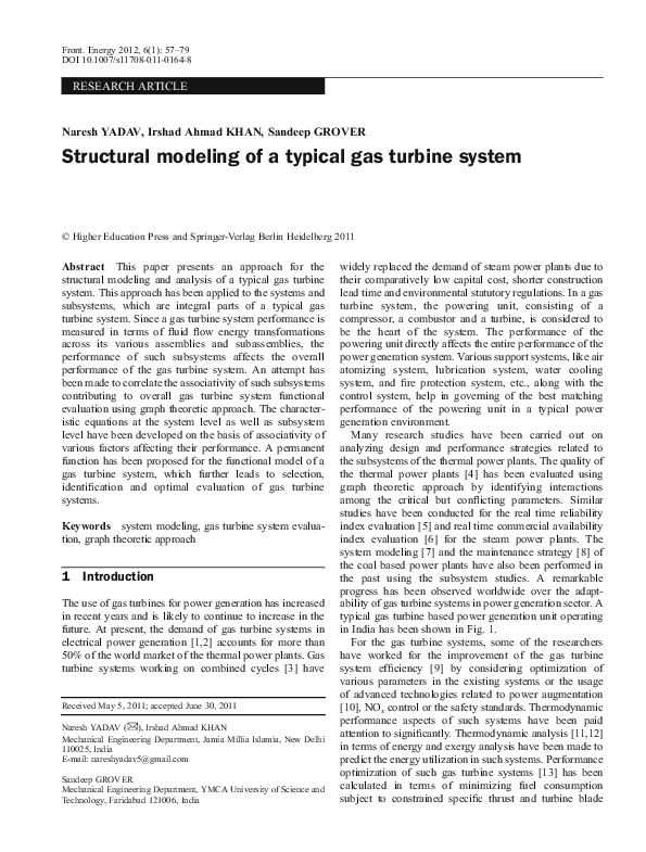 (PDF) Structural modeling of a typical gas turbine system