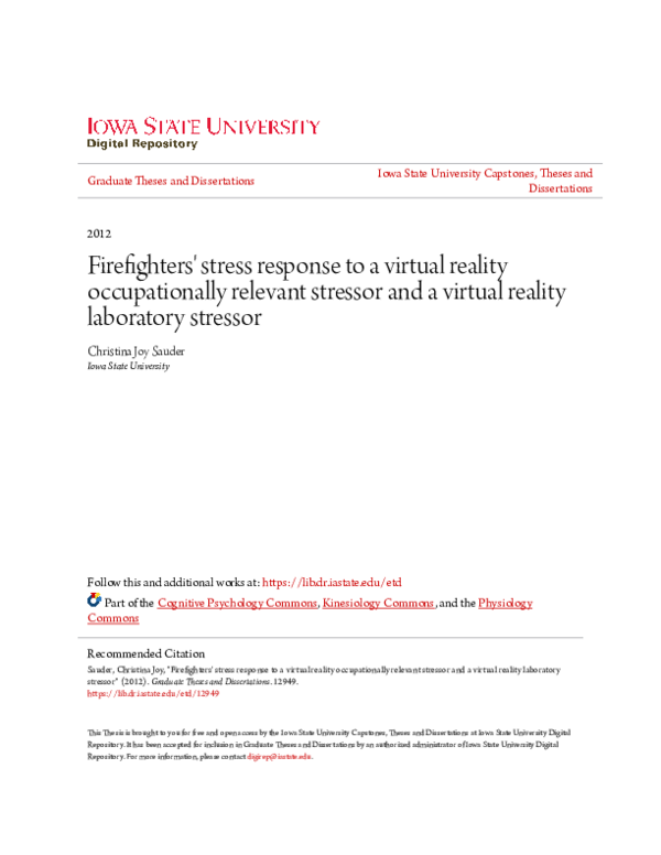 (PDF) Firefighters' stress response to a virtual reality occupationally ...