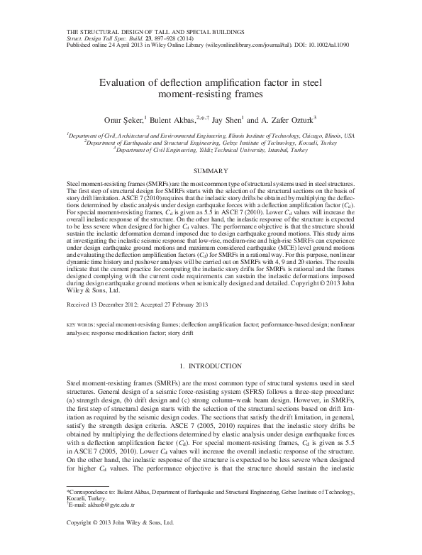(PDF) Evaluation of deflection amplification factor in steel moment ...