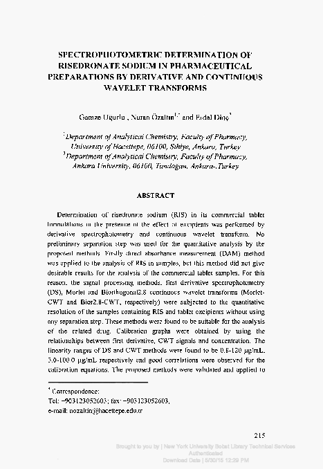 (PDF) Spectrophotometric Determination of Risedronate and Etidronate in ...