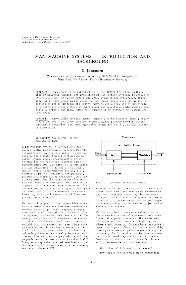 (PDF) Man-Machine Systems - Introduction and Background