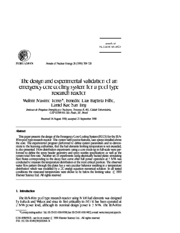 (PDF) The design and experimental validation of an emergency core ...