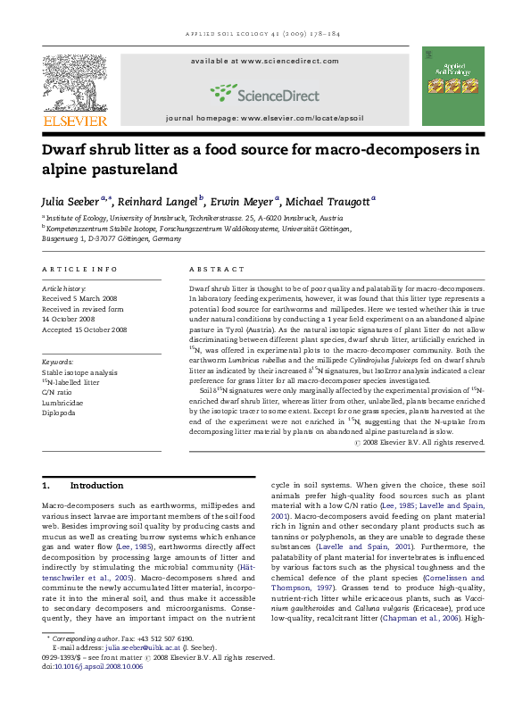 (PDF) Dwarf shrub litter as a food source for macro-decomposers in ...