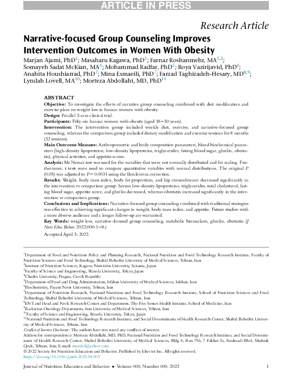 (PDF) Narrative-focused Group Counseling Improves Intervention Outcomes ...