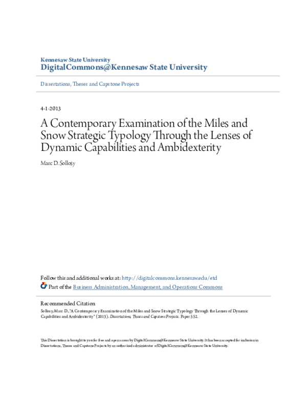 (PDF) A Contemporary Examination of the Miles and Snow Strategic ...