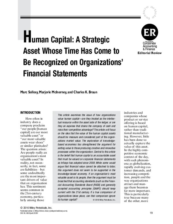 (PDF) Human Capital: A Strategic Asset Whose Time Has Come to Be ...