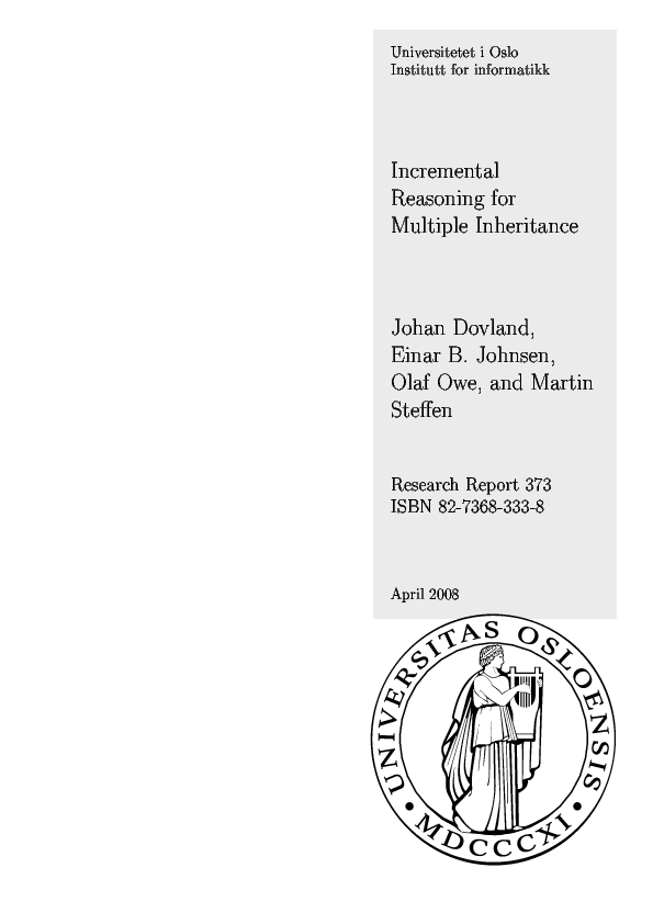 (PDF) Incremental Reasoning for Multiple Inheritance