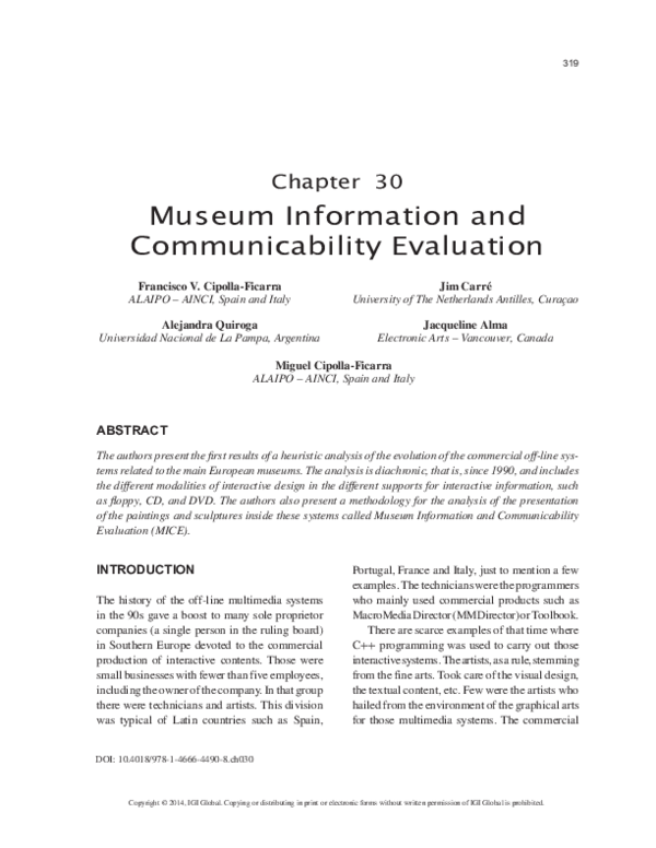 (PDF) Museum Information and Communicability Evaluation