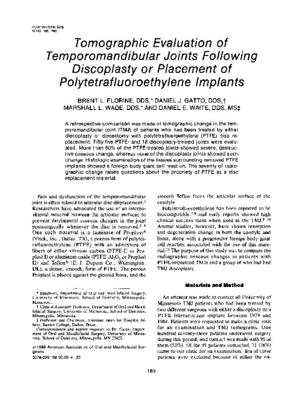 (PDF) Tomographic evaluation of temporomandibular joints following ...