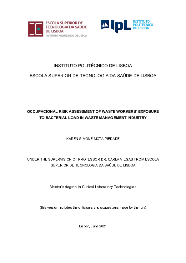 (PDF) Occupational risk assessment of waste workers' exposure to ...