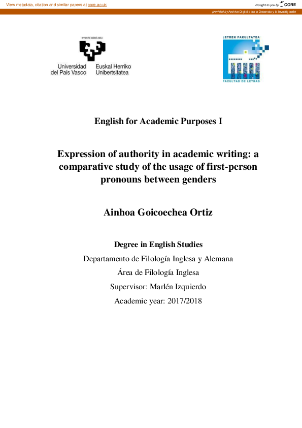 (PDF) Expression of authority in academic writing: a comparative study ...
