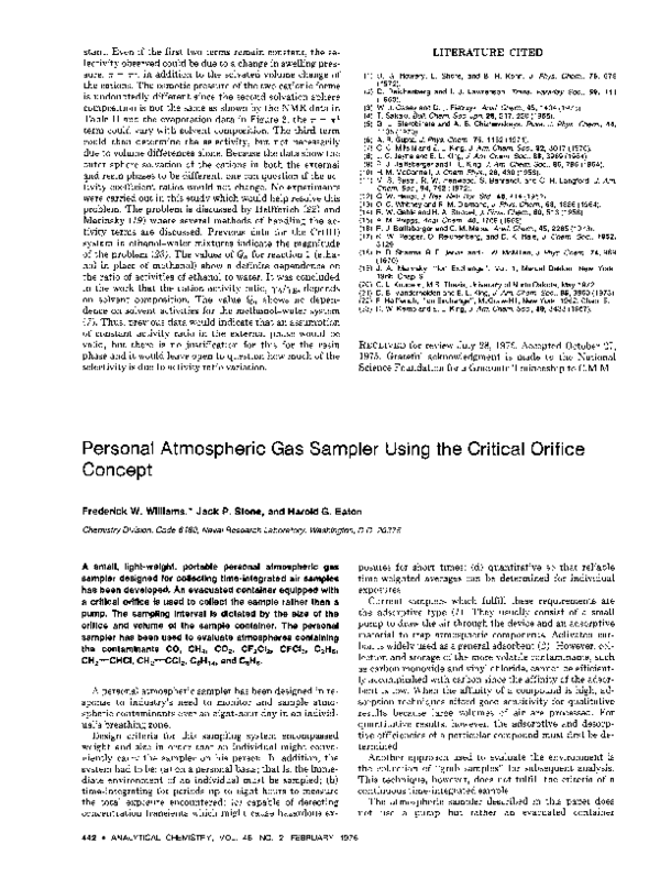 (PDF) Personal atmospheric gas sampler using the critical orifice concept