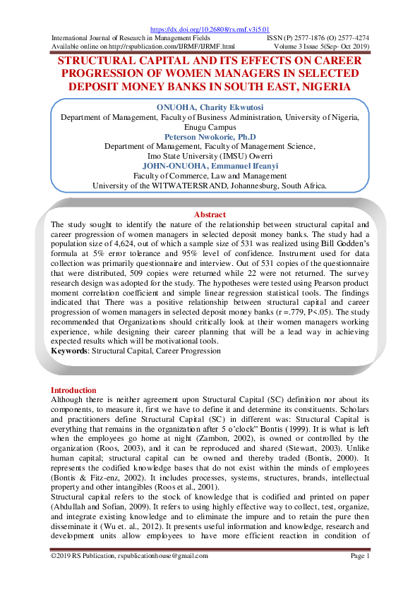 (PDF) Structural Capital and Its Effects on Career Progression of Women ...