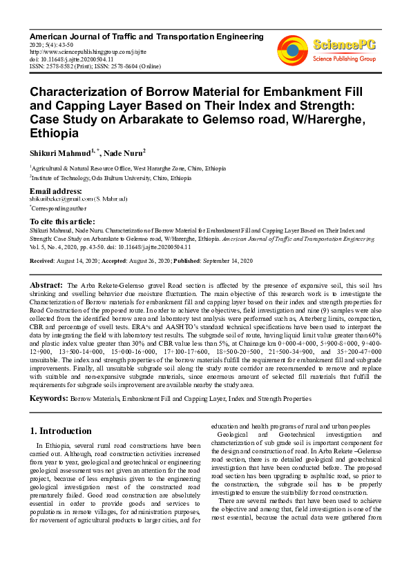 (PDF) Characterization of Borrow Material for Embankment Fill and ...