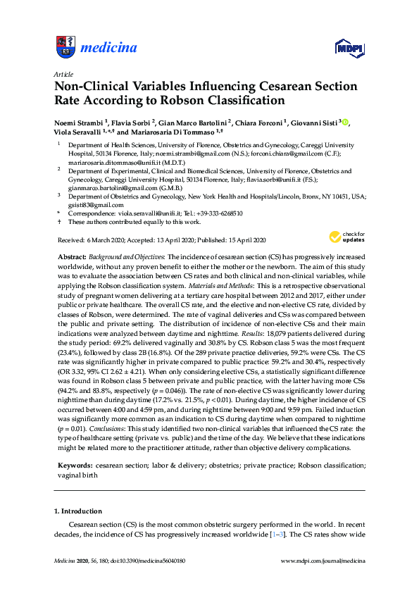 (PDF) Non-Clinical Variables Influencing Cesarean Section Rate ...