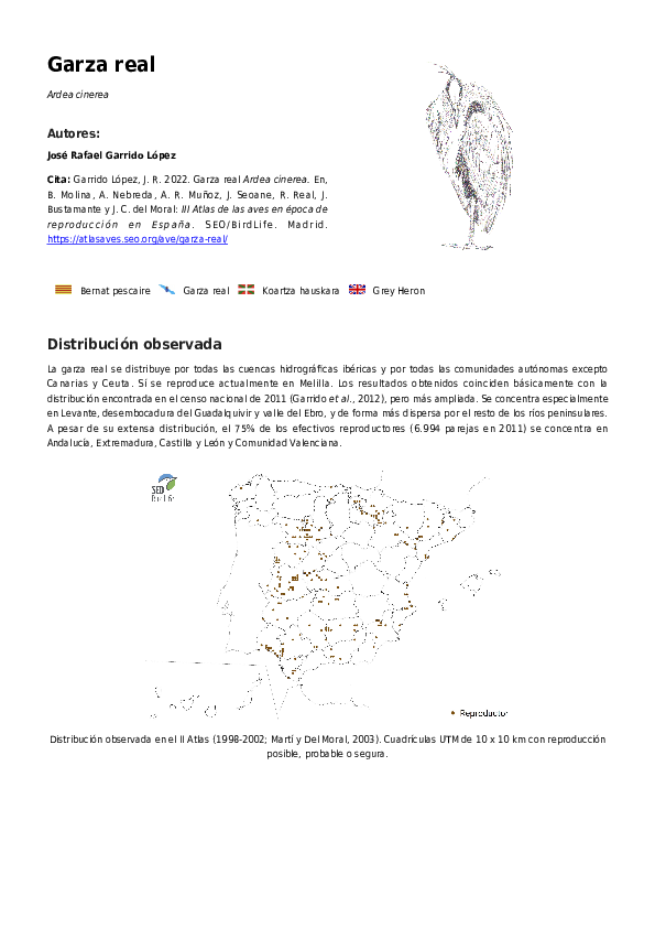 (PDF) Garza real Ardea cinera III Atlas de las aves en época de reproducción en España