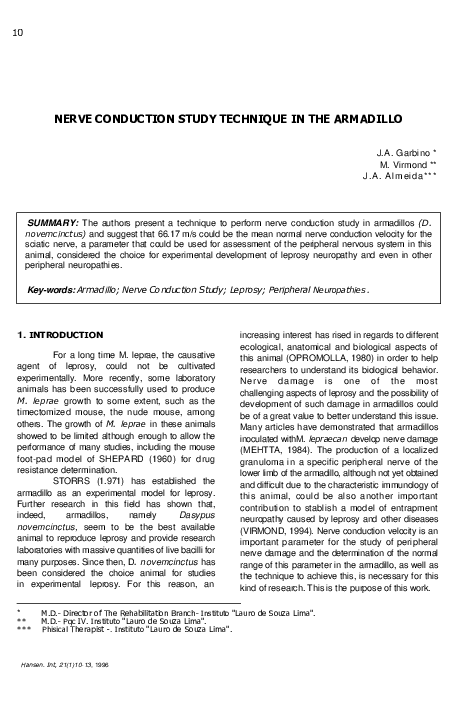 (PDF) Nerve Conduction Study Technique in the Armadillo