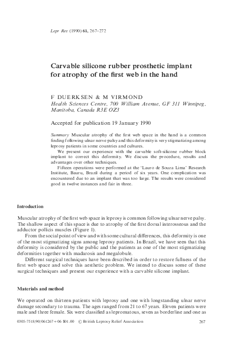 (PDF) Carvable silicone rubber prosthetic implant for atrophy of the ...