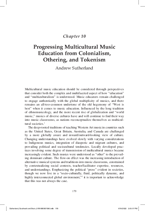 (PDF) Progressing Multicultural Music Education from Colonialism ...
