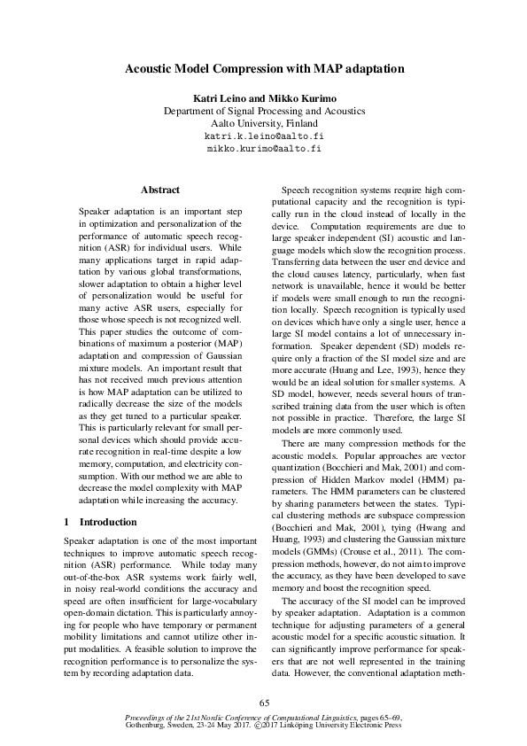(PDF) Acoustic Model Compression with MAP adaptation