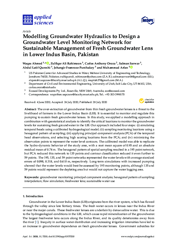 (PDF) Modelling Groundwater Hydraulics to Design a Groundwater Level ...