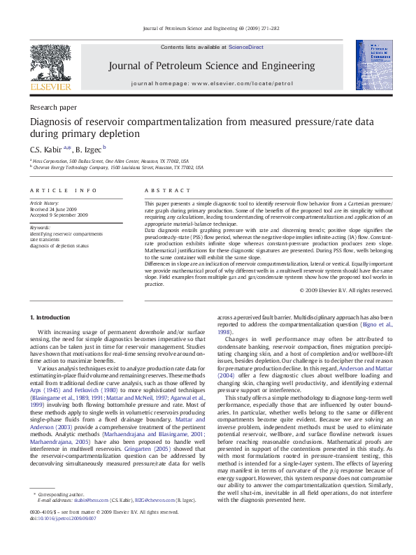 (PDF) Diagnosis of reservoir compartmentalization from measured ...