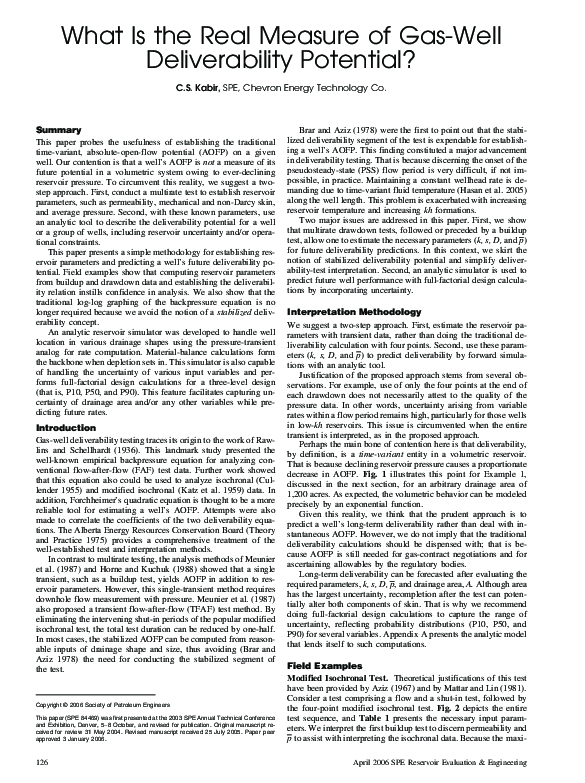 (PDF) What Is the Real Measure of Gas-Well Deliverability Potential?