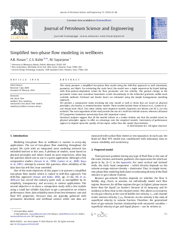 (PDF) Simplified two-phase flow modeling in wellbores