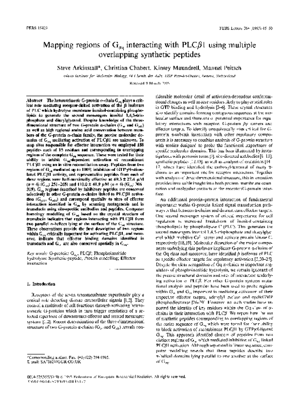 (PDF) Mapping regions of Gαqinteracting with PLCβ1 using multiple ...