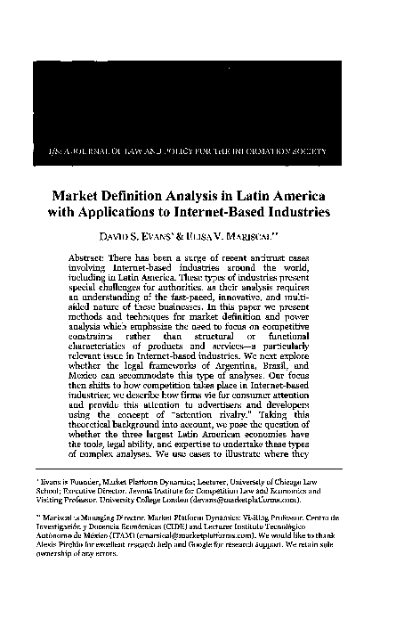(PDF) Market Definition Analysis in Latin America with Applications to ...