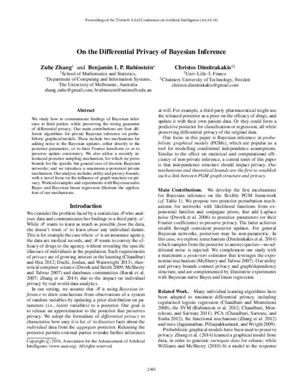 (PDF) On the Differential Privacy of Bayesian Inference