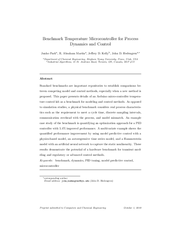 (PDF) Benchmark temperature microcontroller for process dynamics and control