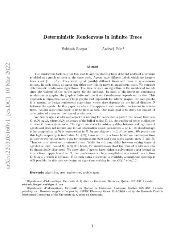 (PDF) Deterministic Rendezvous in Infinite Trees