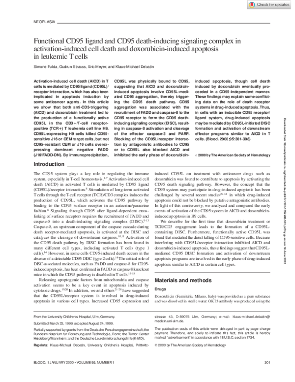 (PDF) Functional CD95 ligand and CD95 death-inducing signaling complex ...