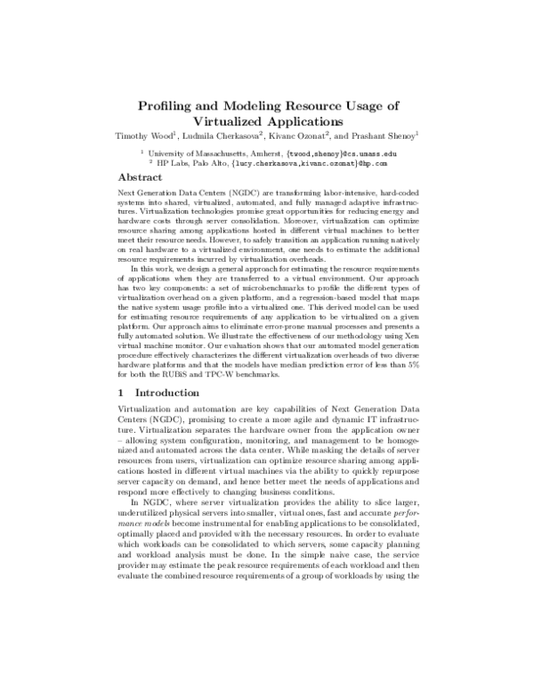 Pdf Profiling And Modeling Resource Usage Of Virtualized Applications