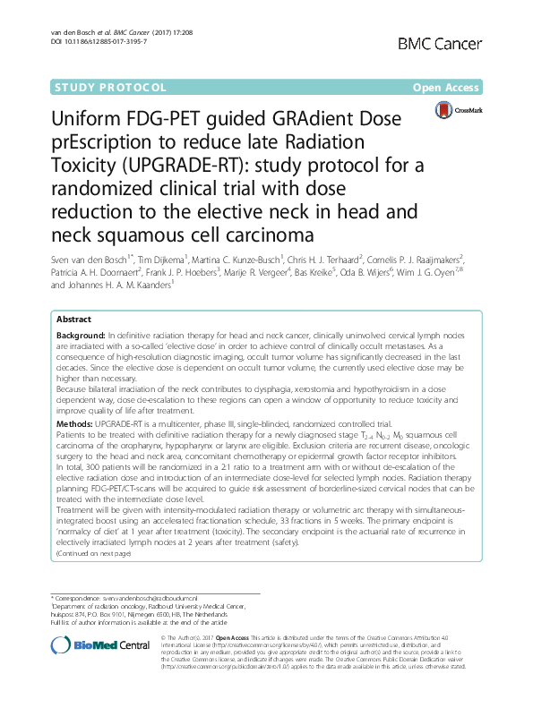 (PDF) Uniform FDG-PET guided GRAdient Dose prEscription to reduce late ...