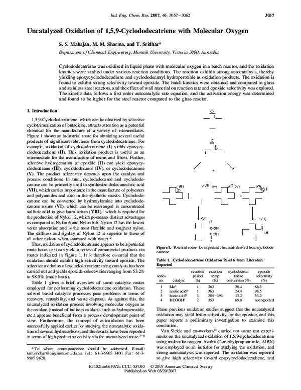 (PDF) Uncatalyzed Oxidation of 1,5,9-Cyclododecatriene with Molecular ...