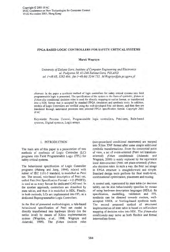 (PDF) FPGA-Based Logic Controllers for Safety Critical Systems (PDF) FPGA-Based Logic Controllers for Safety Critical Systems